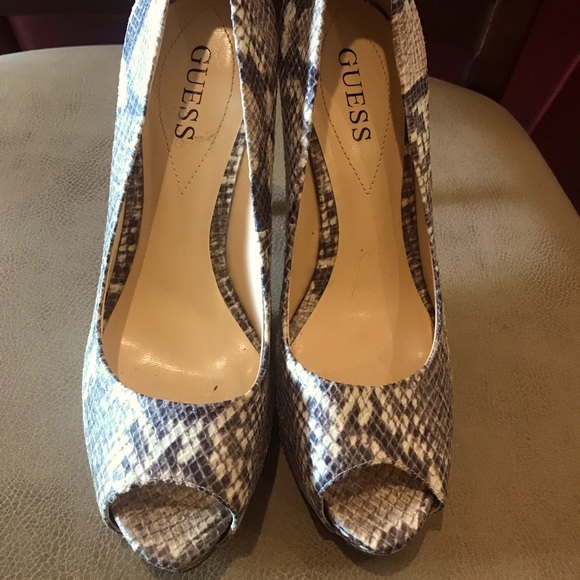 Guess | Shoes | Guess Snake Skin Platform Peep Toe Pumps | Poshmark
